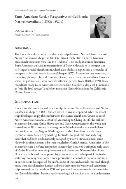 (PDF) Euro-American Settler Perspectives of California Native Hawaiians ...