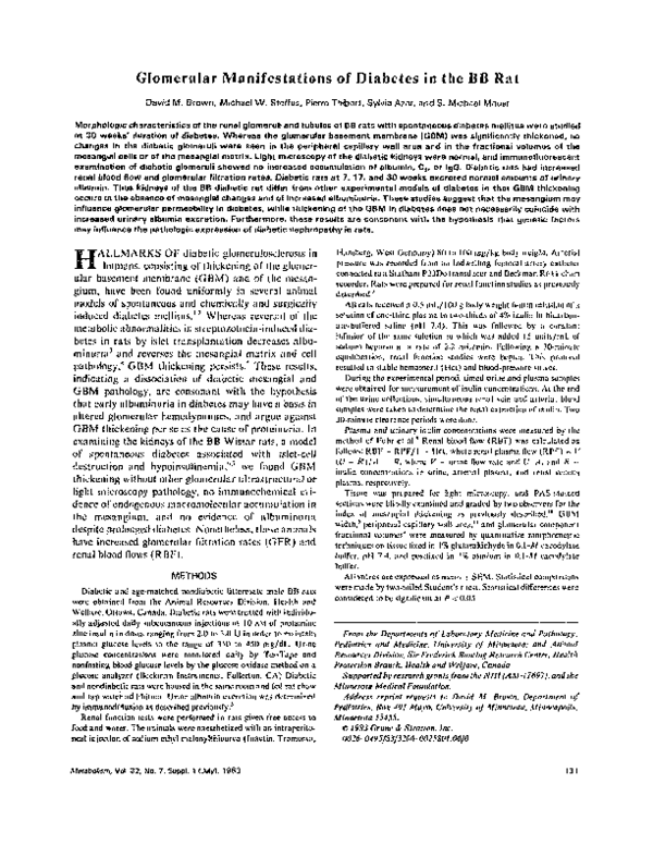 (PDF) Glomerular manifestations of diabetes in the BB rat