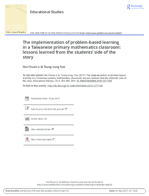 (PDF) The implementation of problem-based learning in a Taiwanese ...