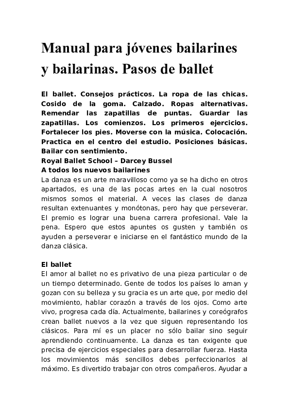 (DOC) Manual para jóvenes bailarines y bailarinas. Pasos de ballet