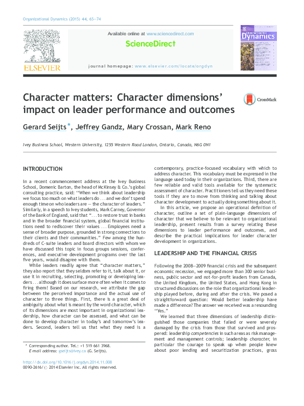 (PDF) Character matters: Character dimensions’ impact on leader ...