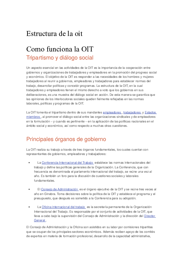(DOC) Estructura de la oit Como funciona la OIT