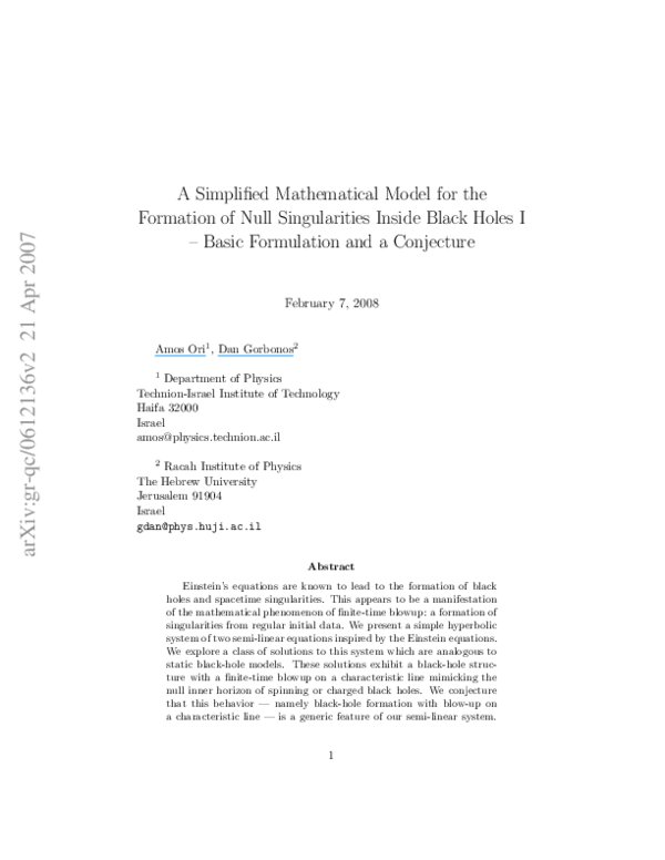 (PDF) Simplified mathematical model for the formation of null ...