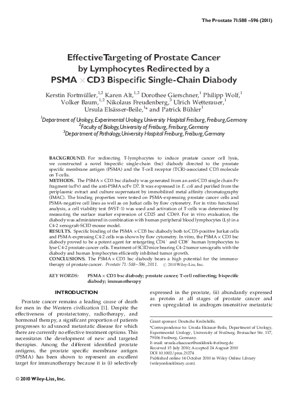(PDF) Effective targeting of prostate cancer by lymphocytes redirected ...