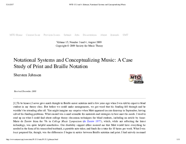 (PDF) Notational Systems and Conceptualizing Music: A Case Study of ...