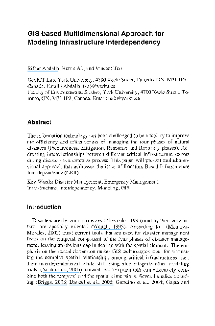 (PDF) GIS-based Multidimensional Approach for Modeling Infrastructure Interdependency