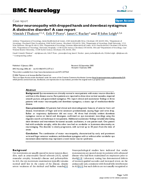 (PDF) Motor neuronopathy with dropped hands and downbeat nystagmus: a ...