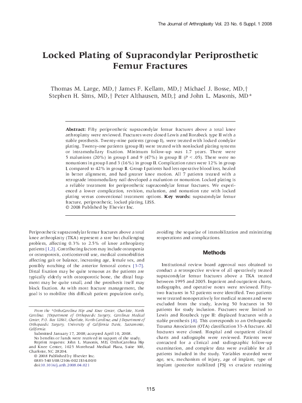 (PDF) Locked Plating of Supracondylar Periprosthetic Femur Fractures | Peter Althausen and James ...