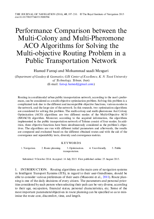 Pdf Performance Comparison Between The Multi Colony And Multi Pheromone Aco Algorithms For