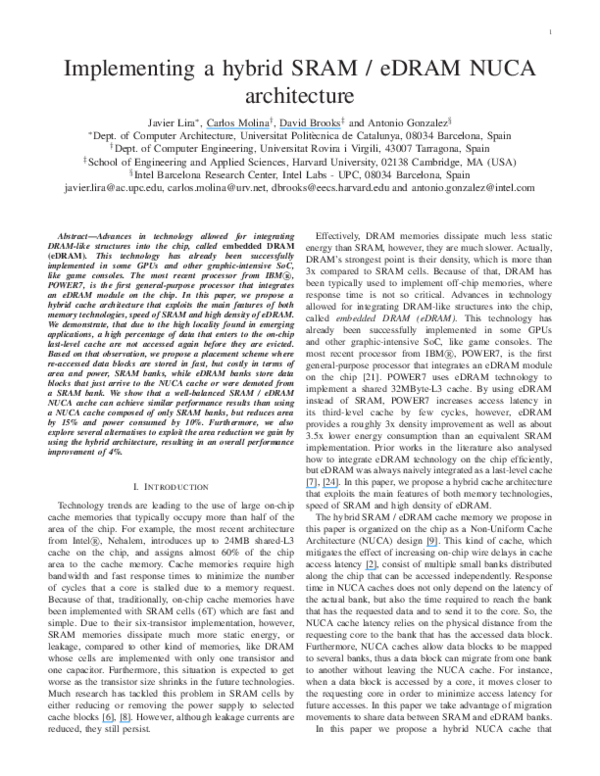 (PDF) Implementing a hybrid SRAM / eDRAM NUCA architecture