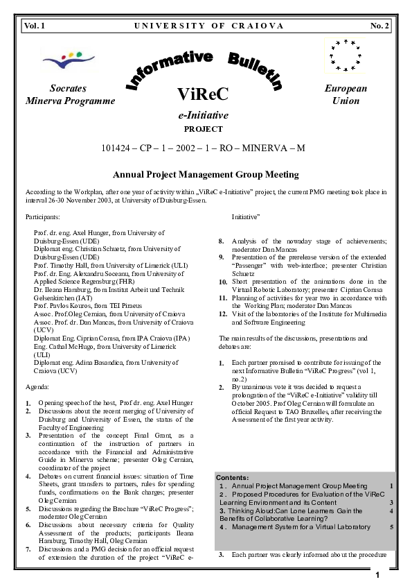 (PDF) Annual Project Management Group Meeting | Dan Mancas - Academia.edu