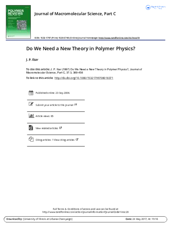 (PDF) Do We Need a New Theory in Polymer Physics
