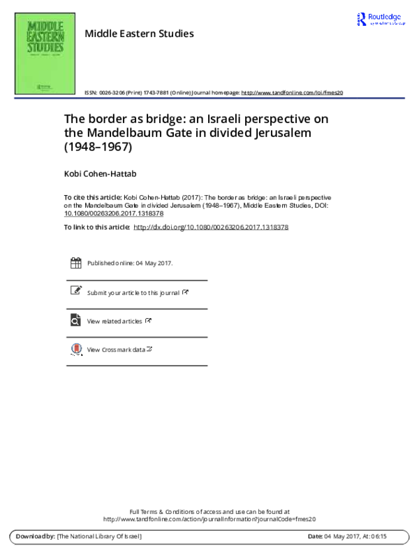 (PDF) The border as bridge: an Israeli perspective on the Mandelbaum ...