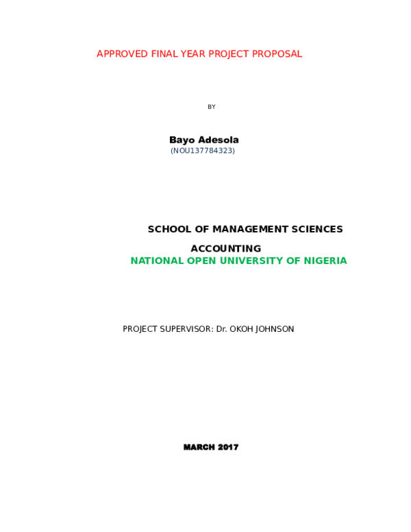 (DOC) APPROVED FINAL YEAR PROJECT PROPOSAL | PROFESSOR YARADUA ...