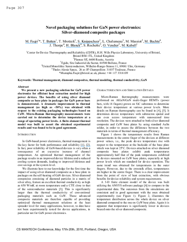(PDF) Novel packaging solutions for GaN power electronics: Silver ...