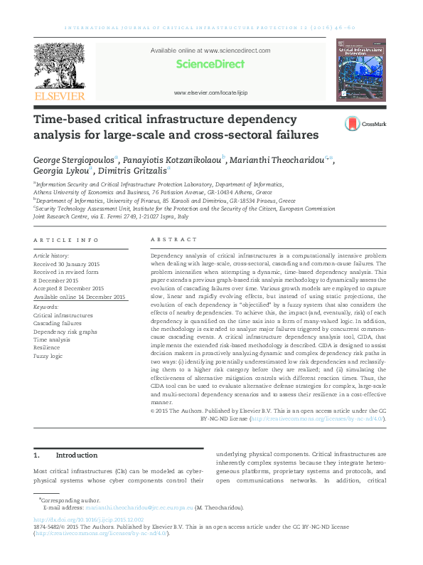 Pdf Time Based Critical Infrastructure Dependency Analysis For Large