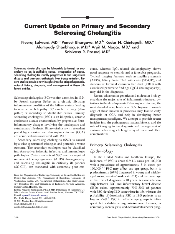 (PDF) Current update on primary and secondary sclerosing cholangitis