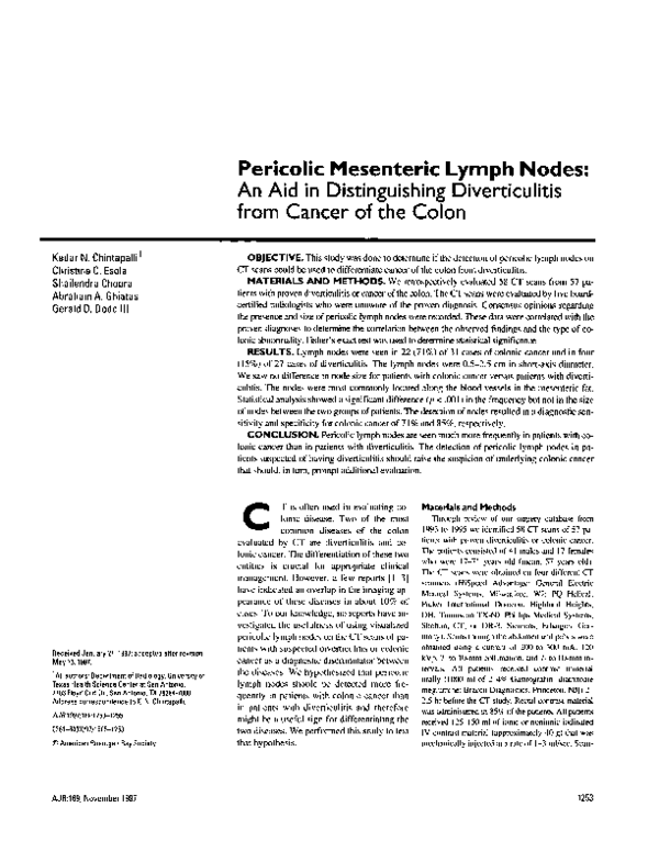 (PDF) Pericolic Mesenteric Lymph Nodes: An Aid in Distinguishing ...