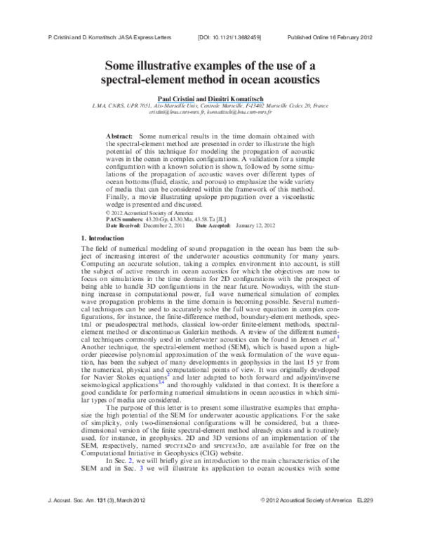 (PDF) Some illustrative examples of the use of a spectral-element ...