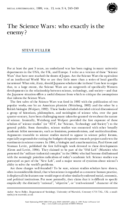 (PDF) The Science Wars: Who exactly is the enemy?