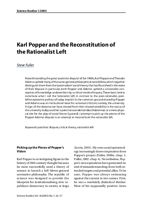 (PDF) Karl Popper and the Reconstitution of the Rationalist Left