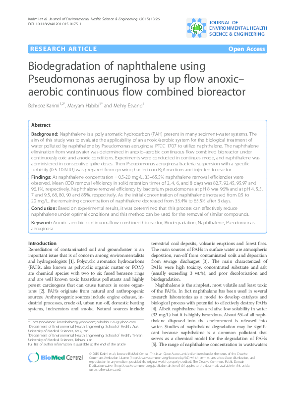 (PDF) Enhancement of Naphthalene Biodegradation by Sulfate Application in Brackish Subsurface ...