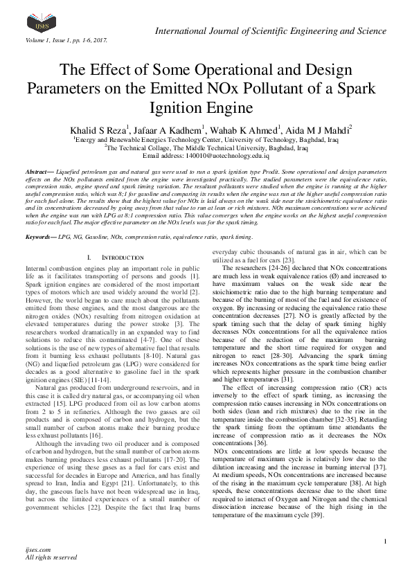 (PDF) The Effect of Some Operational and Design Parameters on the ...