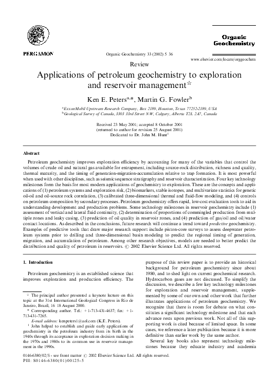 (PDF) Applications of petroleum geochemistry to exploration and ...