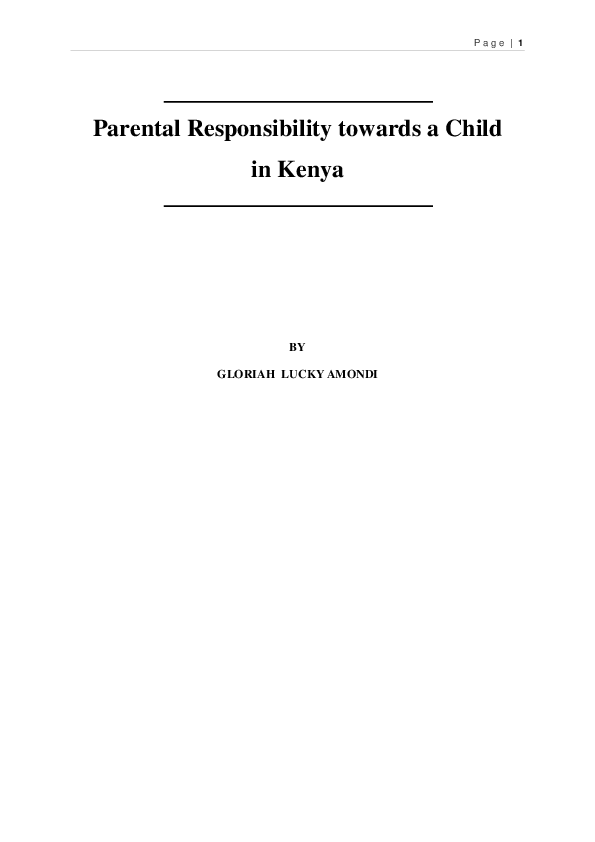 (PDF) Parental Responsibility towards a Child in Kenya