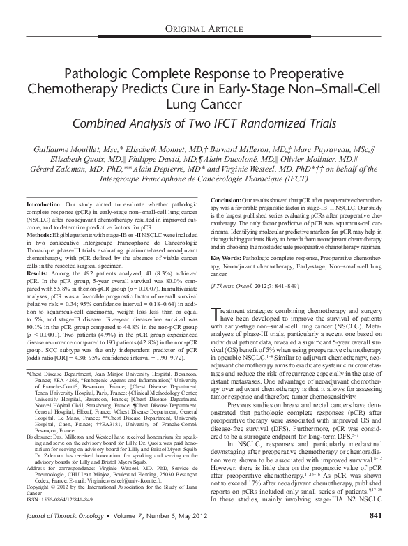 (PDF) Pathologic complete response to preoperative chemotherapy predicts cure in early-stage non ...