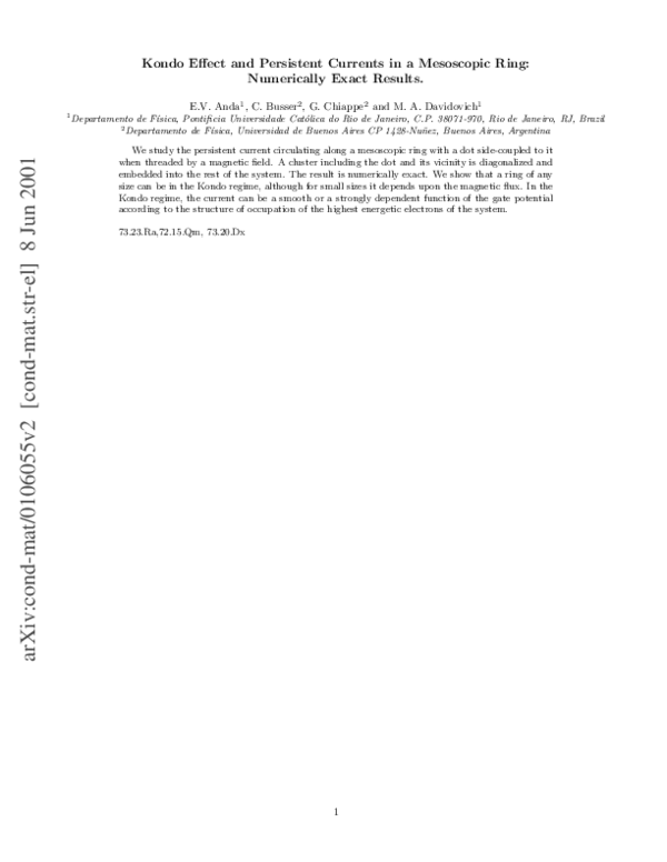 (PDF) Kondo effect and persistent currents in a mesoscopic ring ...