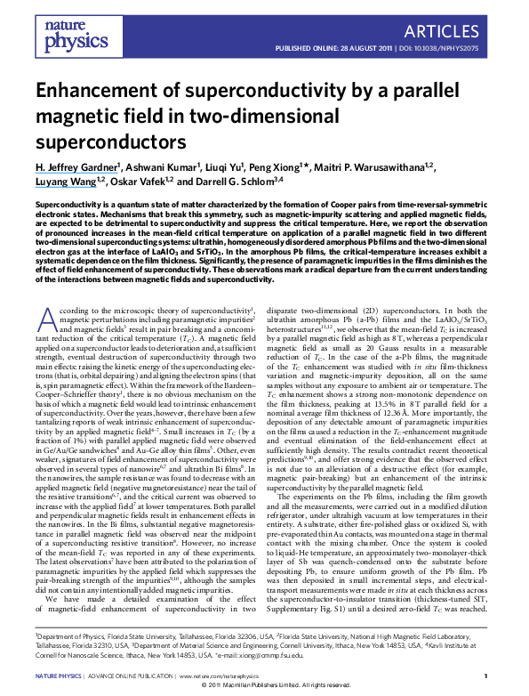 (PDF) Enhancement of superconductivity by a parallel magnetic field in ...