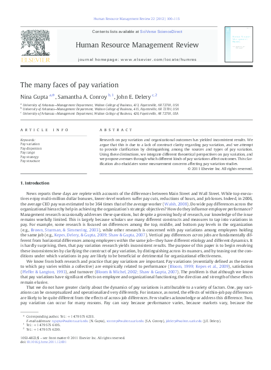 (PDF) The many faces of pay variation