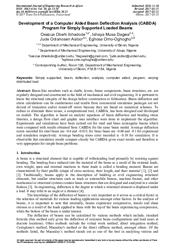 Pdf Deflection And Stress Analysis Of A Beam On Different Elements Using Ansys Apdl Victor