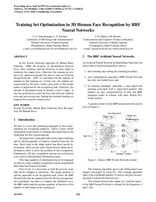 (PDF) Training set optimization in 3D human face recognition by RBF neural networks