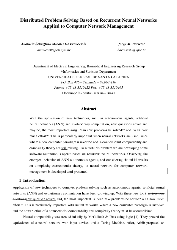 (PDF) Distributed Problem Solving Based on Recurrent Neural Networks Applied to Computer Network ...