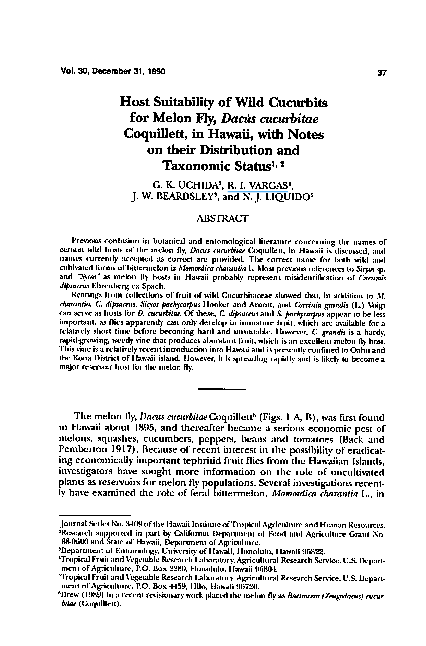 (PDF) Host suitability of wild cucurbits for melon fly, Dacus ...