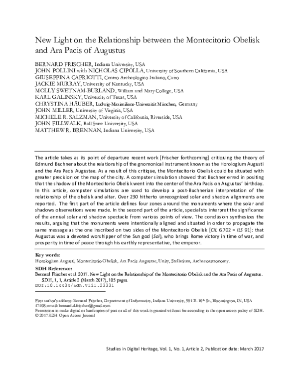 (PDF) John Pollini (with Nicholas Cipolla), “The Birth of Augustus, the ...