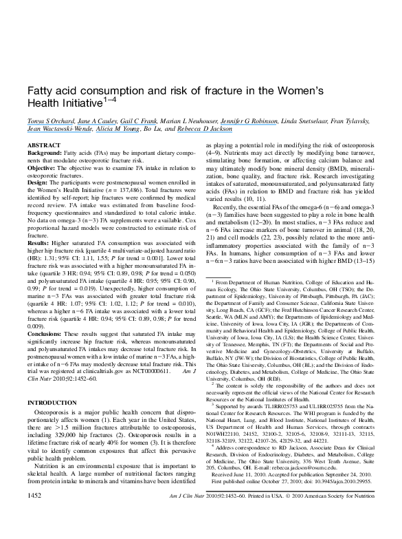 (PDF) Fatty acid consumption and risk of fracture in the Women's Health ...