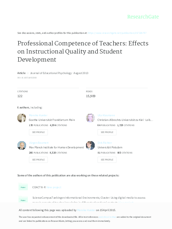 (PDF) Professional Competence of Teachers: Effects on Instructional ...