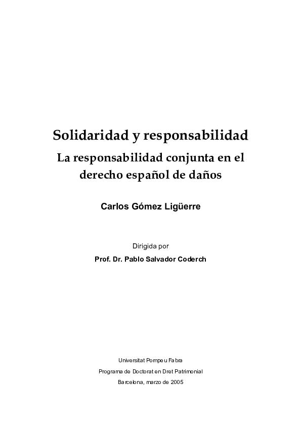 (PDF) Solidaridad y responsabilidad La responsabilidad conjunta en el ...