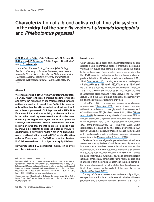(PDF) Characterization of a blood activated chitinolytic system in the ...