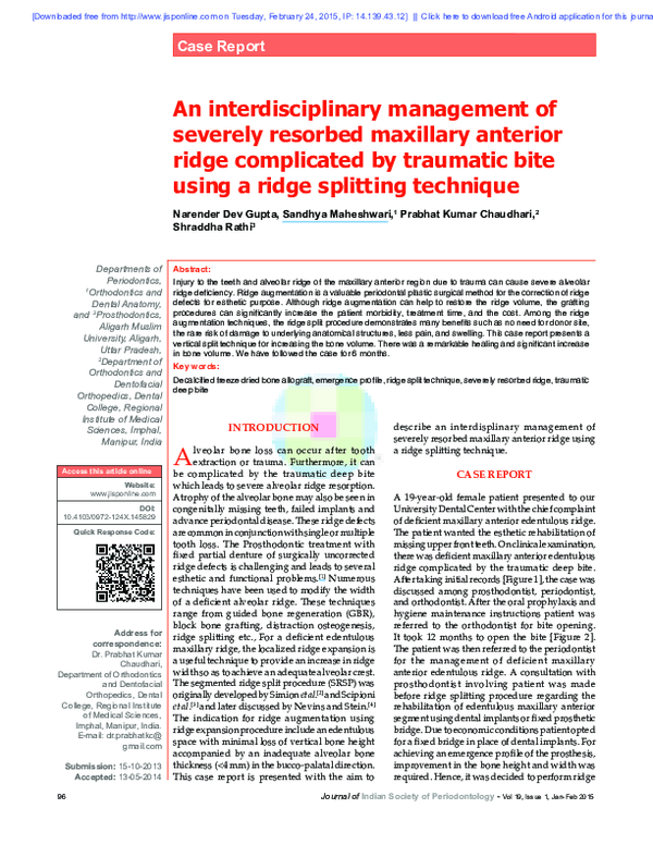 (PDF) An interdisciplinary management of severely resorbed maxillary ...