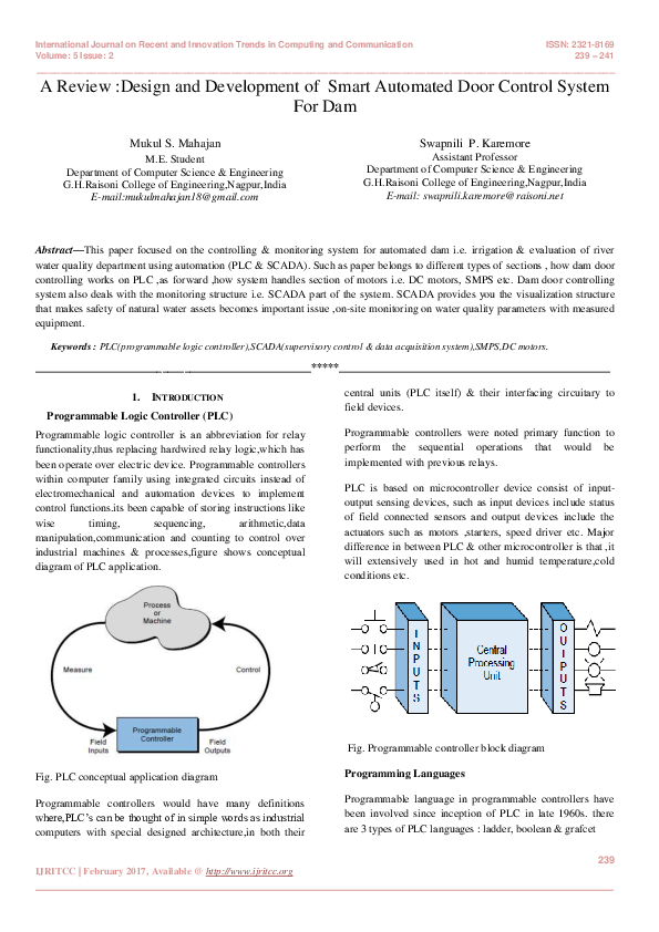 (PDF) A Review :Design and Development of Smart Automated Door Control ...