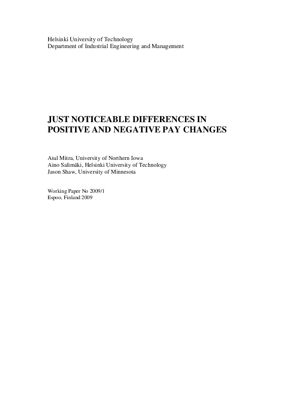 (PDF) Just Noticeable Differences in Positive and Negative Pay Changes