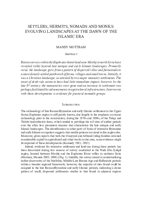 (PDF) SETTLERS, HERMITS, NOMADS AND MONKS: EVOLVING LANDSCAPES AT THE ...