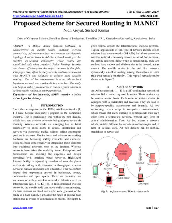 (PDF) Proposed Scheme for Secured Routing in MANET