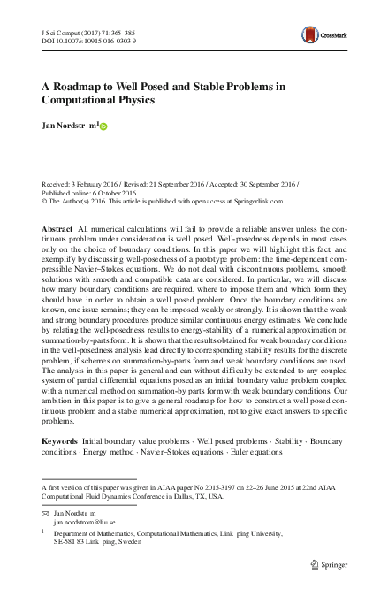 (PDF) A Roadmap to Well Posed and Stable Problems in Computational Physics