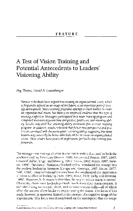 (PDF) A test of vision training and potential antecedents to leaders ...