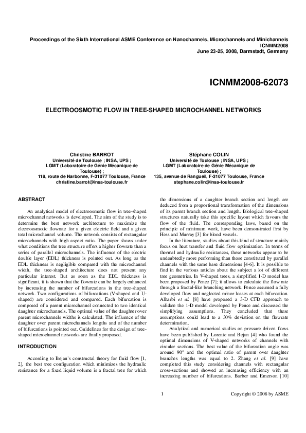 (PDF) Electroosmotic Flow in Tree-Shaped Microchannel Networks